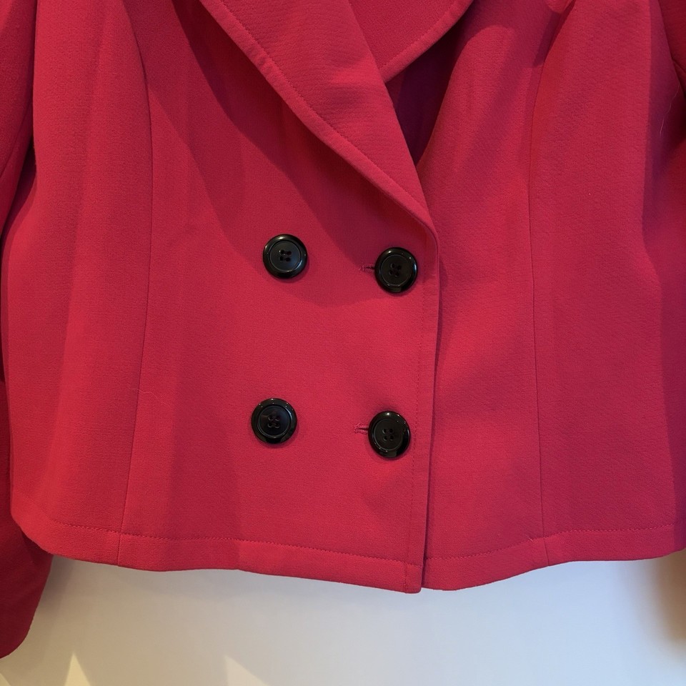 Papaya Hot Pink Magenta Fuschia Double Breasted Short Peacoat Jacket UK ...
