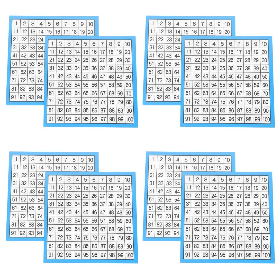 10 Sheets Hundred Chart Pocket Hundreds Poster Board Number Charts ...