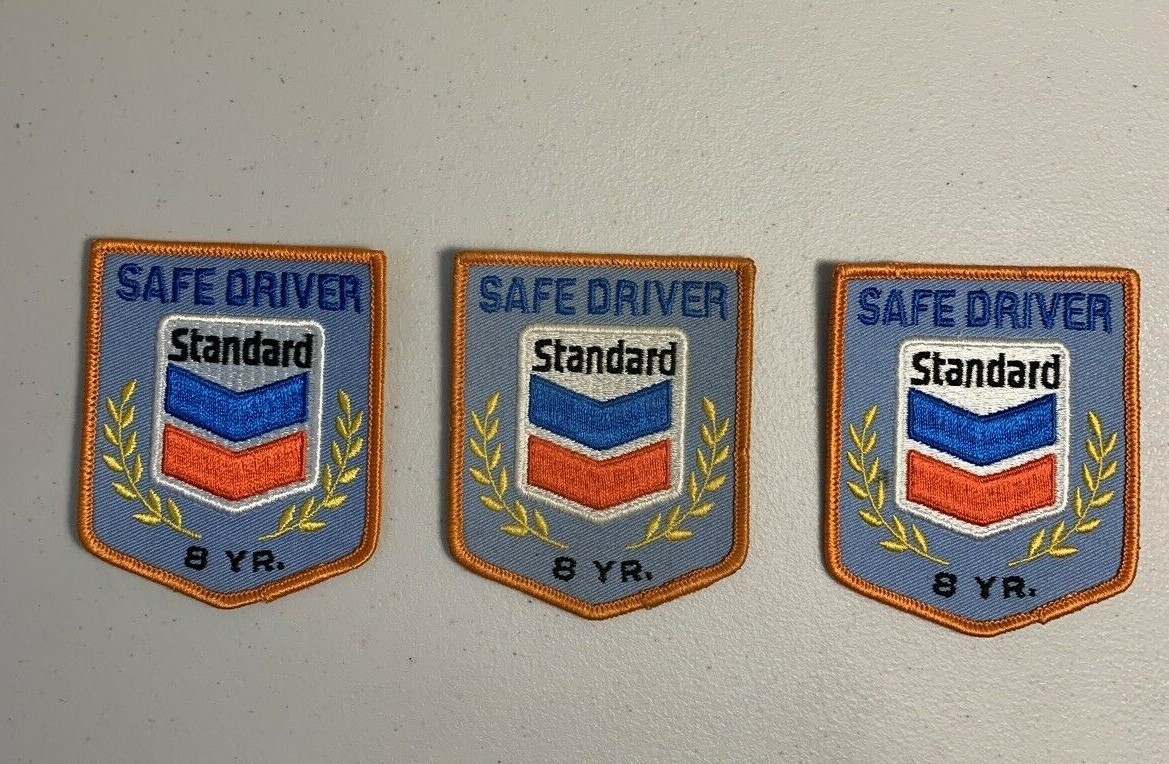 Lot Of 3 CHEVRON SAFE DRIVER SEW ON PATCH 8 YEARS 3" x 3 3/4”/ Free ...