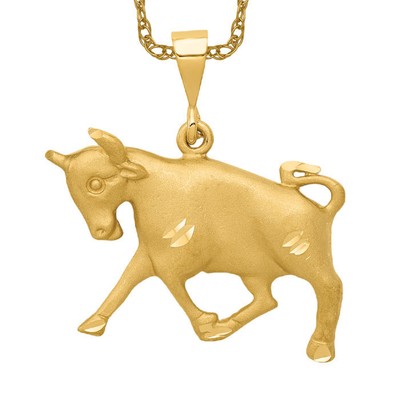 10K Solid Yellow Gold Taurus Zodiac Necklace Buffalo Bull | eBay