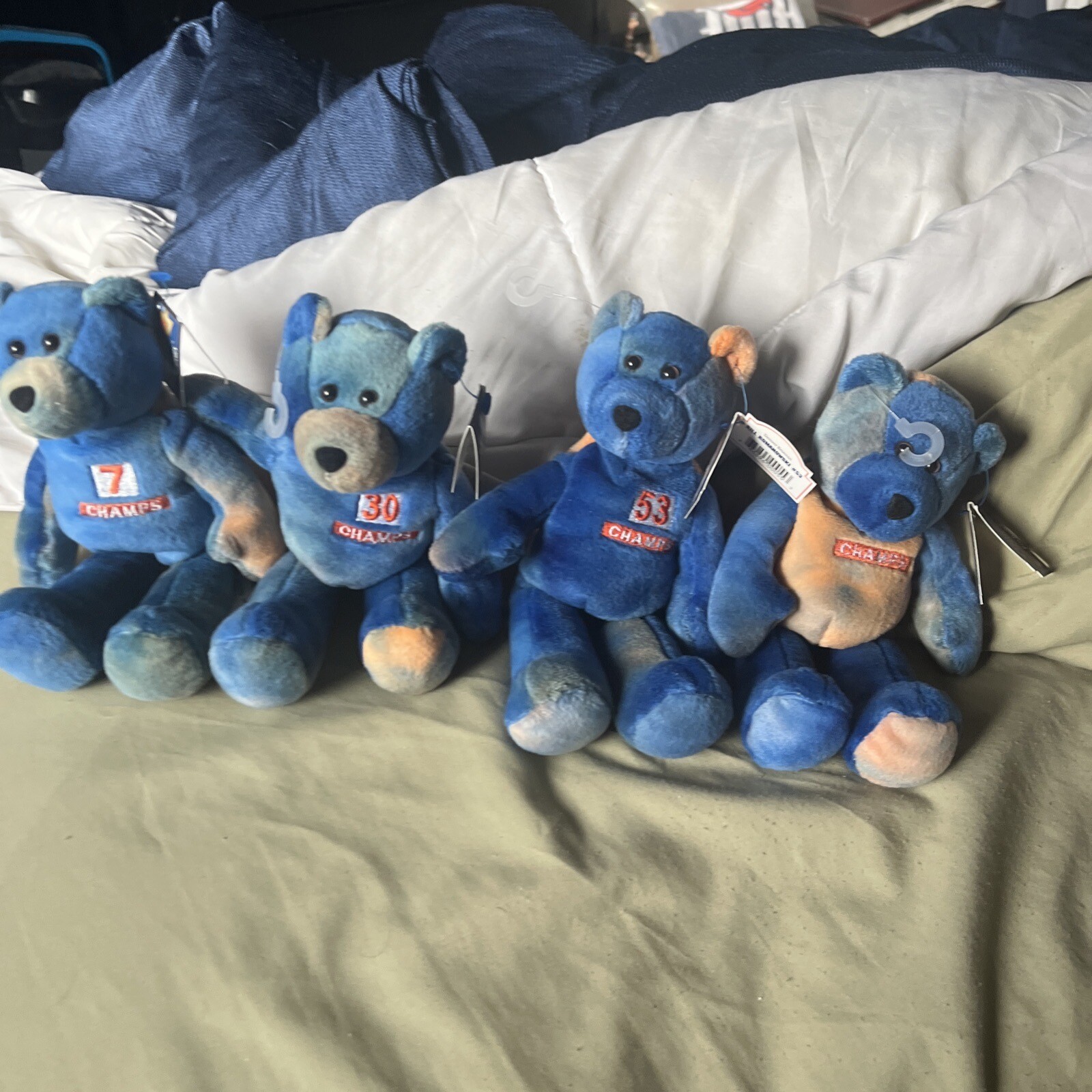 4 Vintage Denver Broncos Plush Teddy Beanie Bear Super Bowl Tie Dye ...