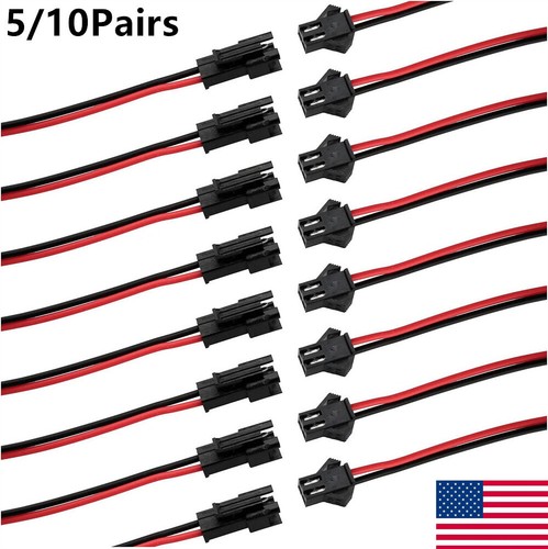 5/10 Pairs 2-Pin SM Plug Connector Cable Wire Male Female Connectors ...