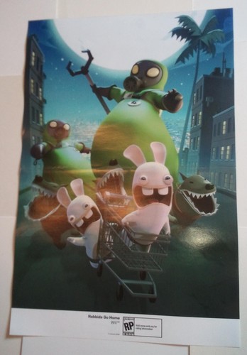 Rabbids Go Home Poster Nintendo Wii Raving vs Verminators and Dogs | eBay