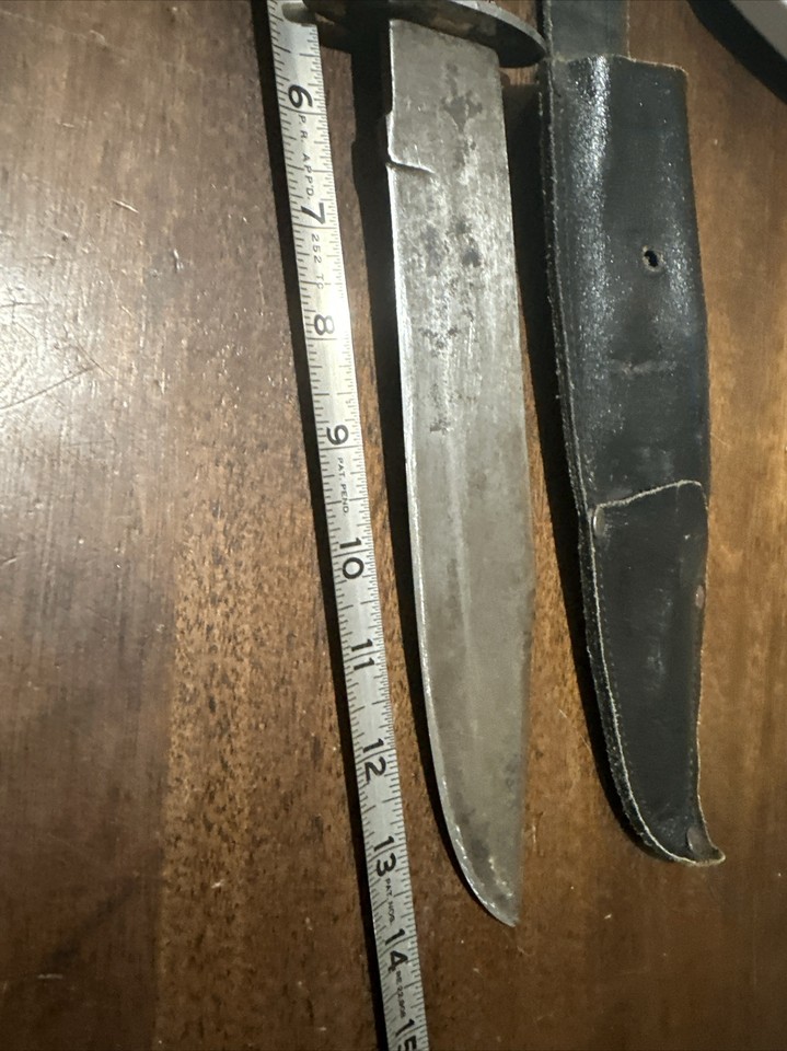 15" Vintage Fixed Blade Hunting Knife W/Leather Sheath Pakistan | eBay