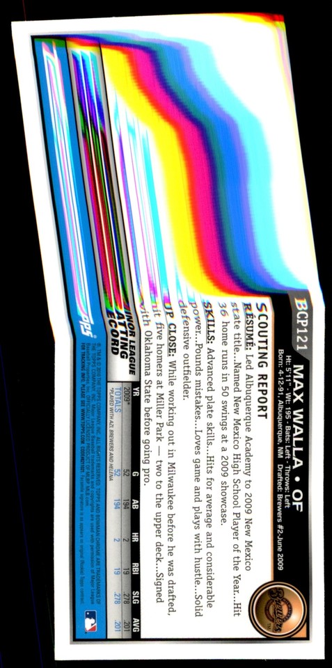 2010 BOWMAN CHROME PROSPECTS MAX WALLA MILWAUKEE BREWERS #BCP121 | eBay