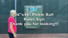 2026 updated Pickle Ball Rules Sign 34"x44" Digital, Plastic PVC, or ...