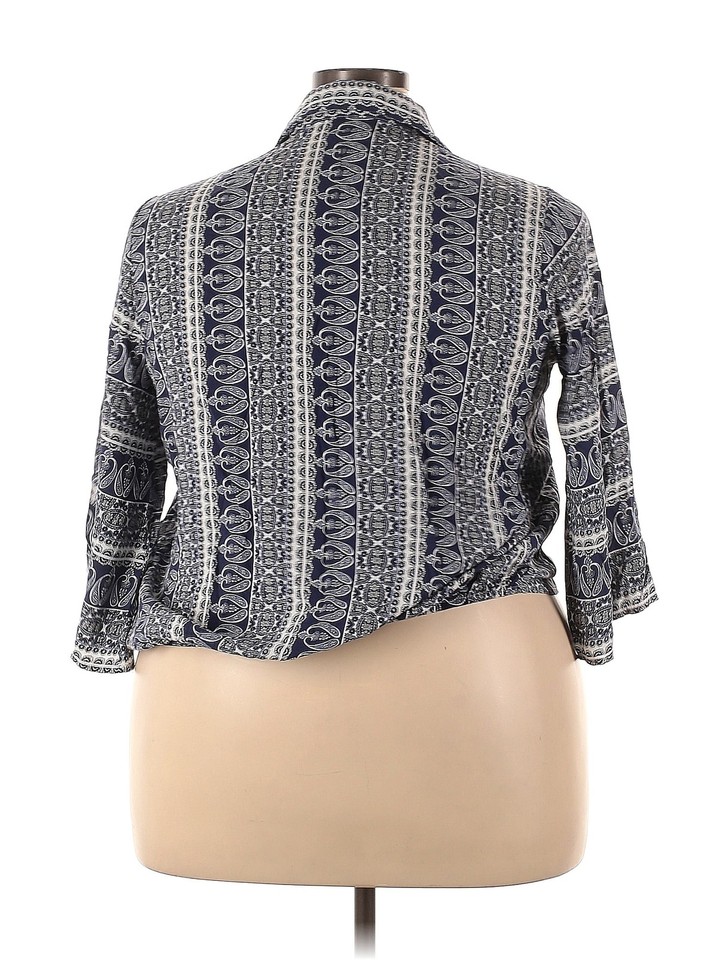 Unique Spectrum Women Blue 3/4 Sleeve Blouse 3X Plus | eBay