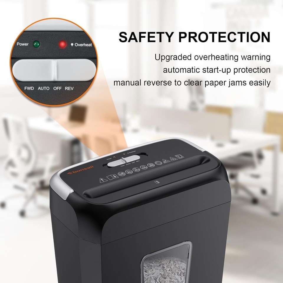 Commercial Paper Shredder Industrial 6 Sheet Cross Cut Heavy Duty Home ...