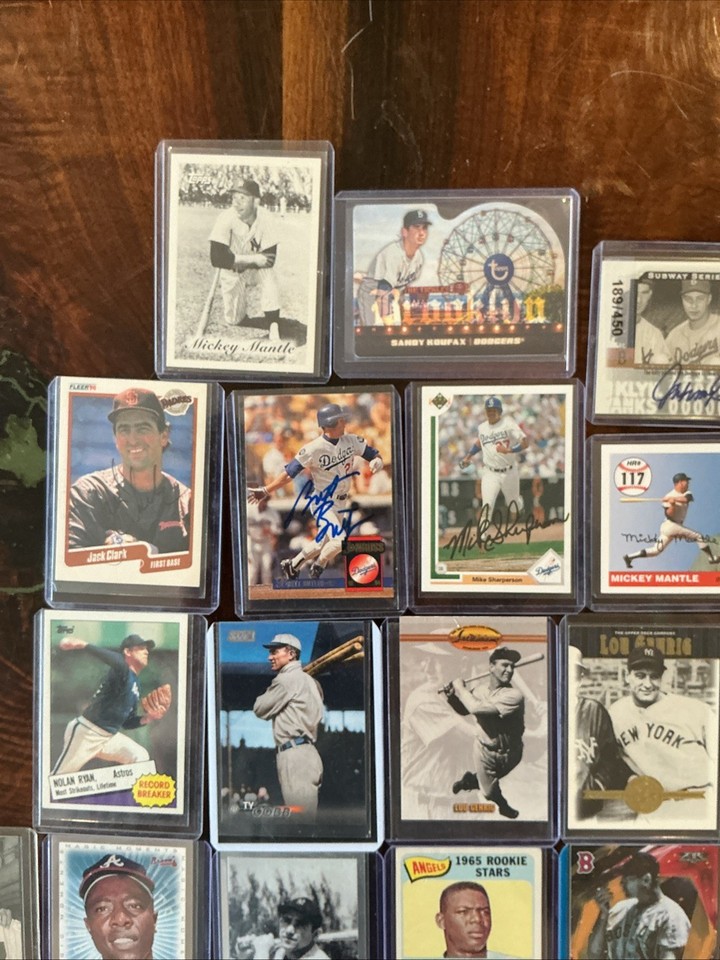 28 Vintage Basball Card Lot Mickey Mantle, Lou Gehrig, Sandy Koufax.. 5 ...