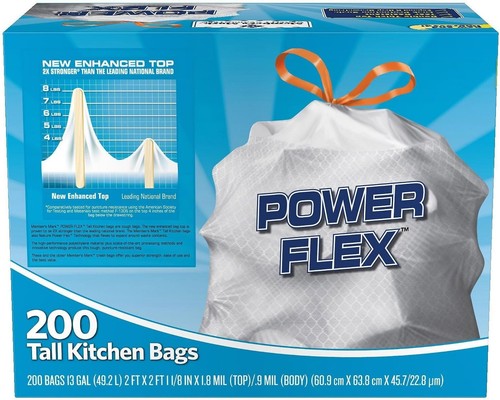 Member s Mark Power Flex Tall Kitchen Simple Fit Drawstring Bags ...