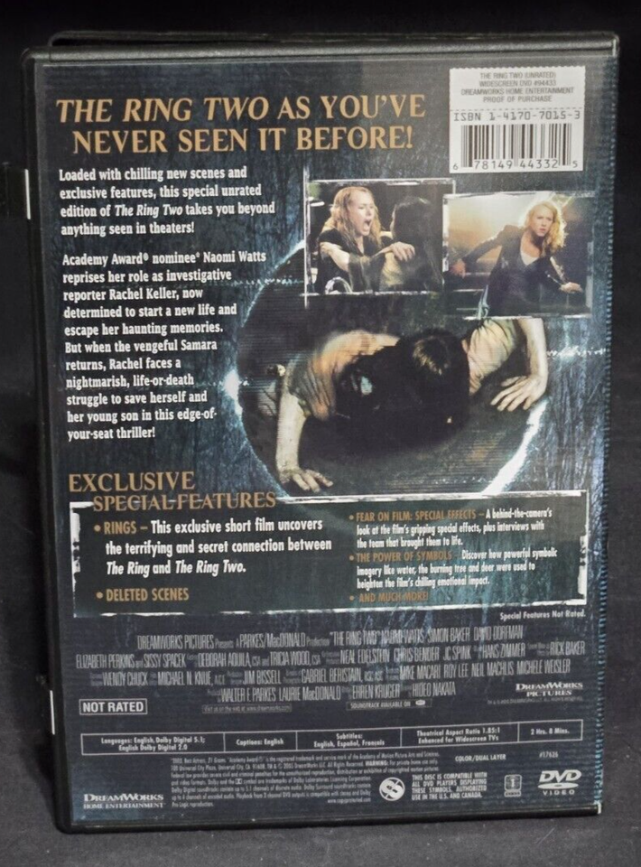 DREAMWORKS PICTURES - THE RING TWO - DVD - 2005 - NAOMI WATTS - SIMON ...