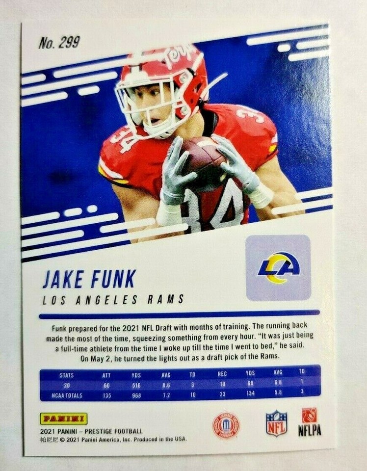 2021 Prestige #299 Jake Funk Rookie RC Los Angeles Rams football card ...
