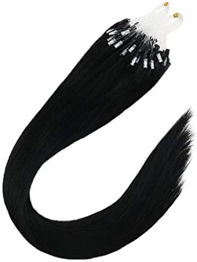 Pre-Looped Fish Line Micro Ring Beads Link Hair Extensions Real Remy ...