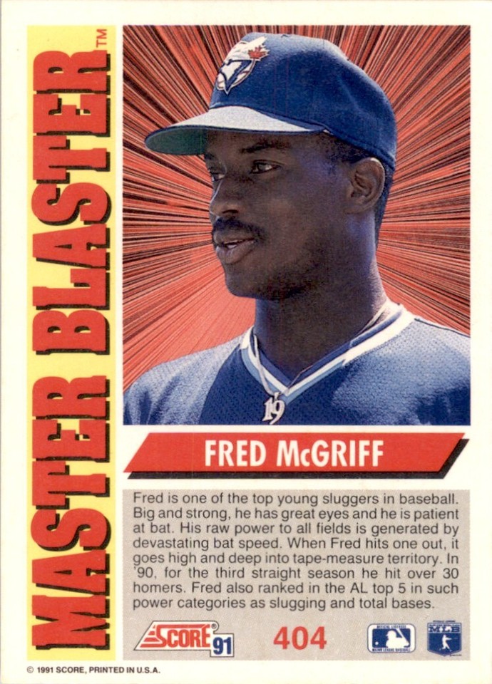 1991 Score Master Blaster FRED MCGRIFF #404 | eBay