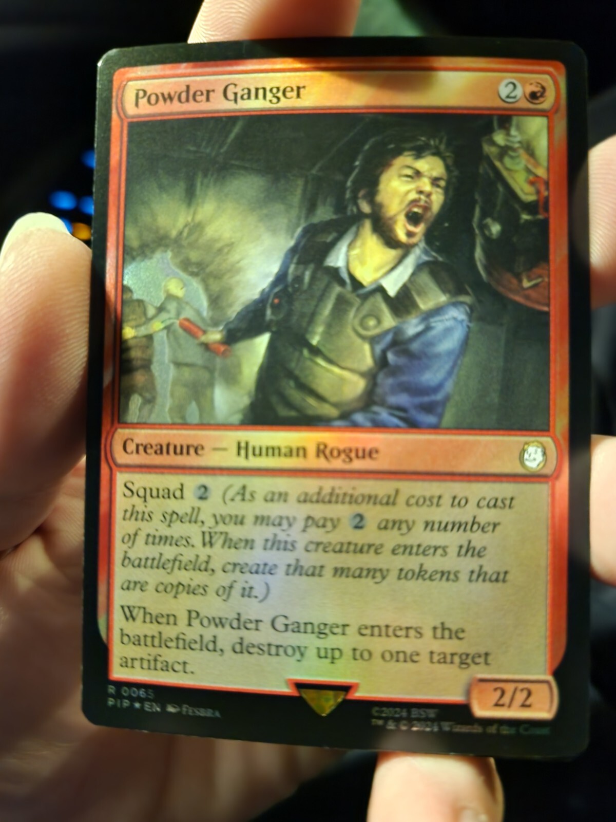 EXACT CARD PICTURED Powder Ganger Foil Fallout 65 MTG Universes Beyond ...