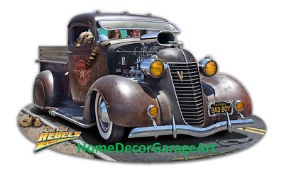 Rat Rod Rebels Cutout Shape Metal Sign Vintage Style Garage Art | eBay