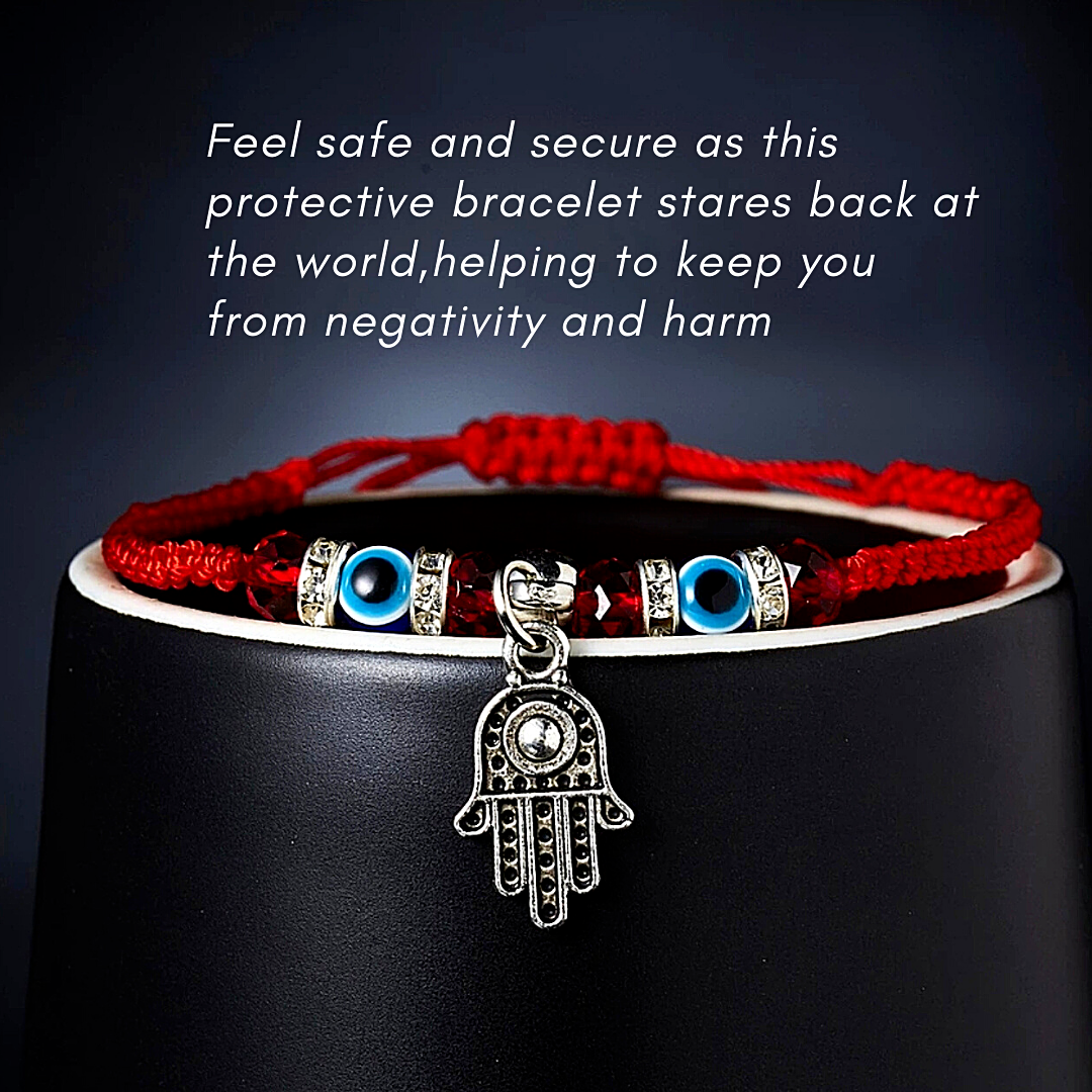 (2Pack) Red Bracelet Evil Eye Protection Good Luck Adjustable Hamsa Eye ...