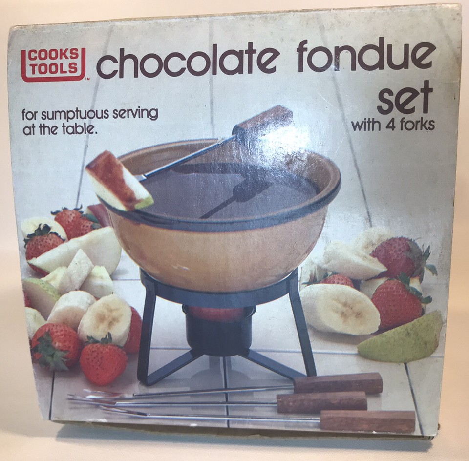 Cooks Tools Chocolate Fondue Set 4 Forks Candle Retro Collectors Vtg ...