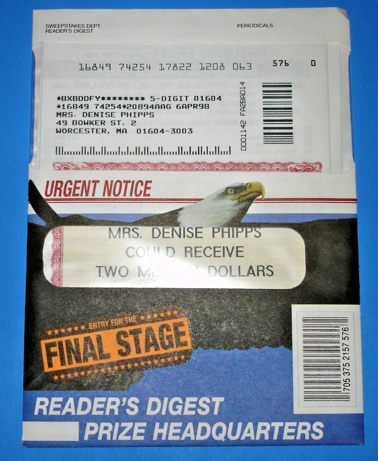 Readers Digest Sweepstakes Direct Mail Mailer Lot of 8 Sealed Envelopes ...