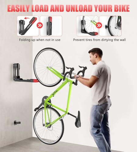 Swivel Bike Wall Mount, Space Saving Bike Rack Garage, No Heavy 1 pack ...
