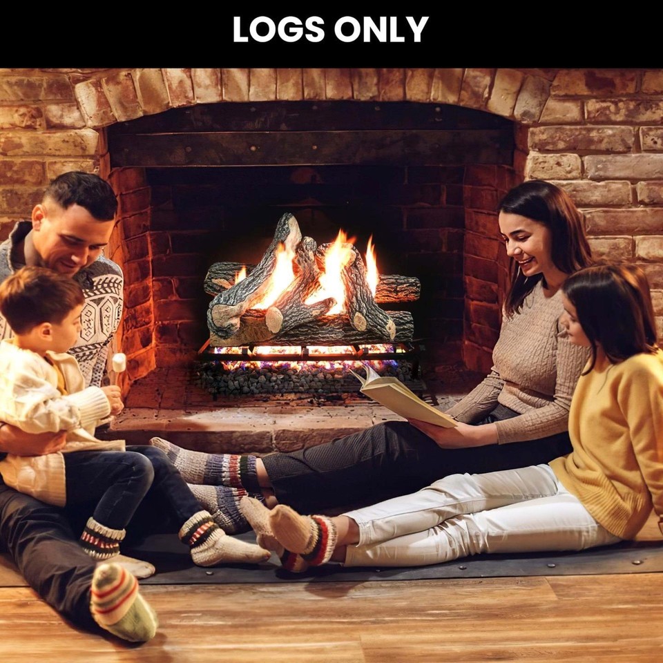 18" 24" 30" Great Oak Premium Decorative Vented Gas Fireplace Logs ...