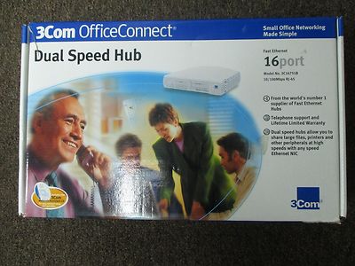 New 3Com Office Connect Dual Speed Hub 16 Port 3C16751B 10/100Mbps RJ ...