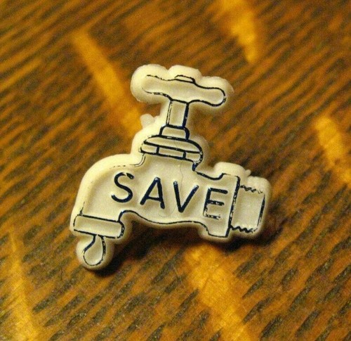 Save Water Lapel Pin - Vintage H2O Conservation Faucet Spigot Drought ...