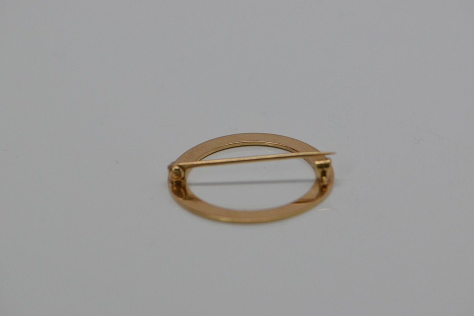 14K Yellow Gold Circle Pin, 1 1/8" Round Riggle Edges Design | eBay