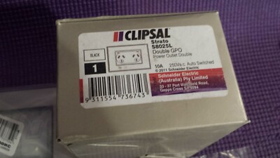Clipsal Strato S8025L Double GPO 10A 250Vac Auto Switched Power Point ...
