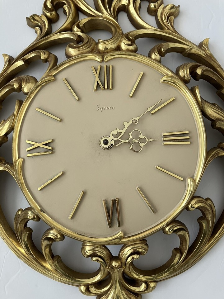 Vintage 1964 SYROCO Mid Century Ornate Hollywood Regency Quartz Wall ...