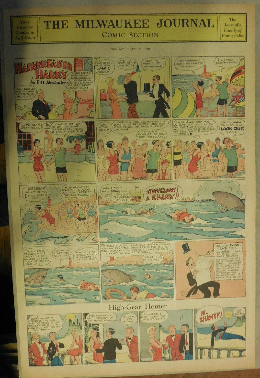 Hairbreadth Harry Sunday by F.O. Alexander from 7/9/1933 Full Page Size ! | eBay