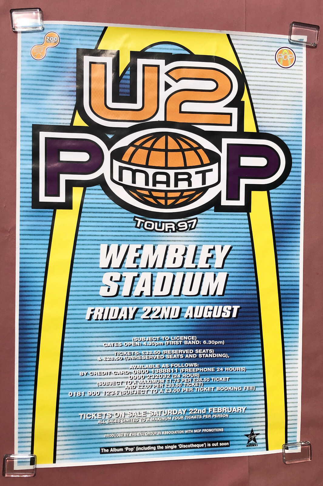 U2 Popmart Tour Wembley Stadium London UK 1997 CONCERT POSTER Bono EDGE ...