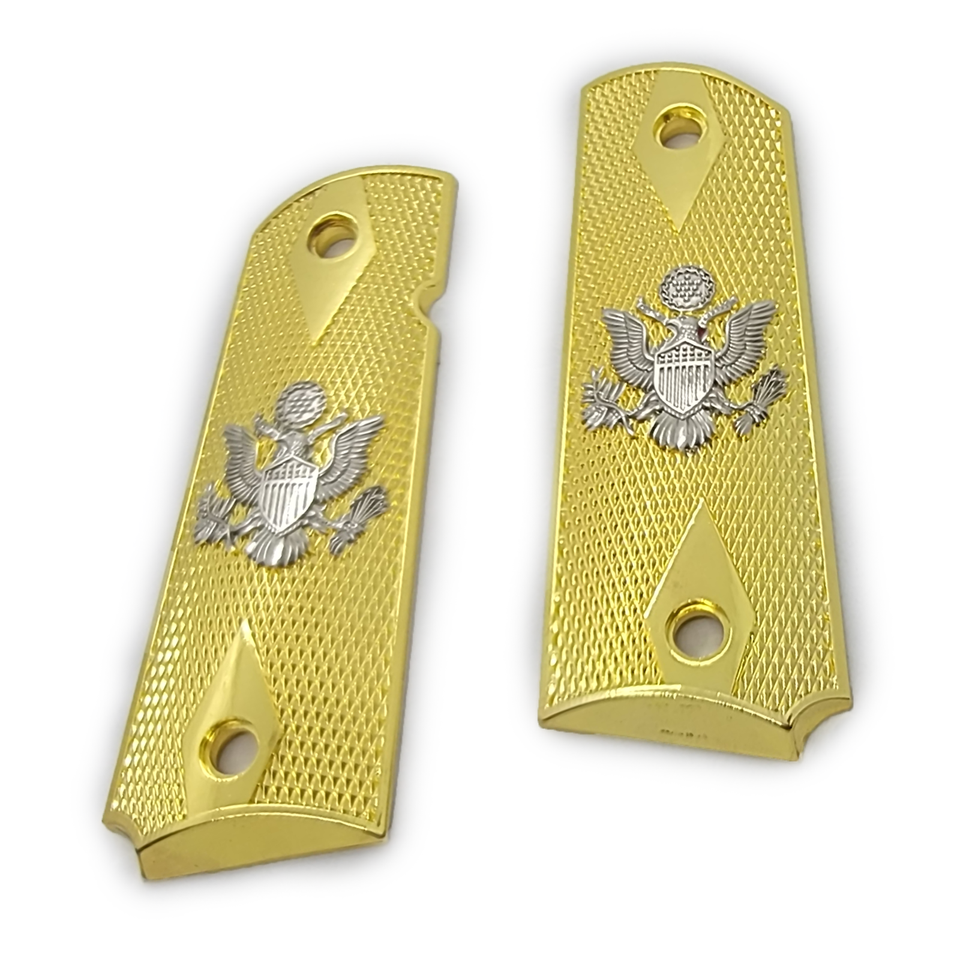 New 1911 Grips - Pistol Grips - 1911 Gun Grips Gold Plated Colt 1911 ...