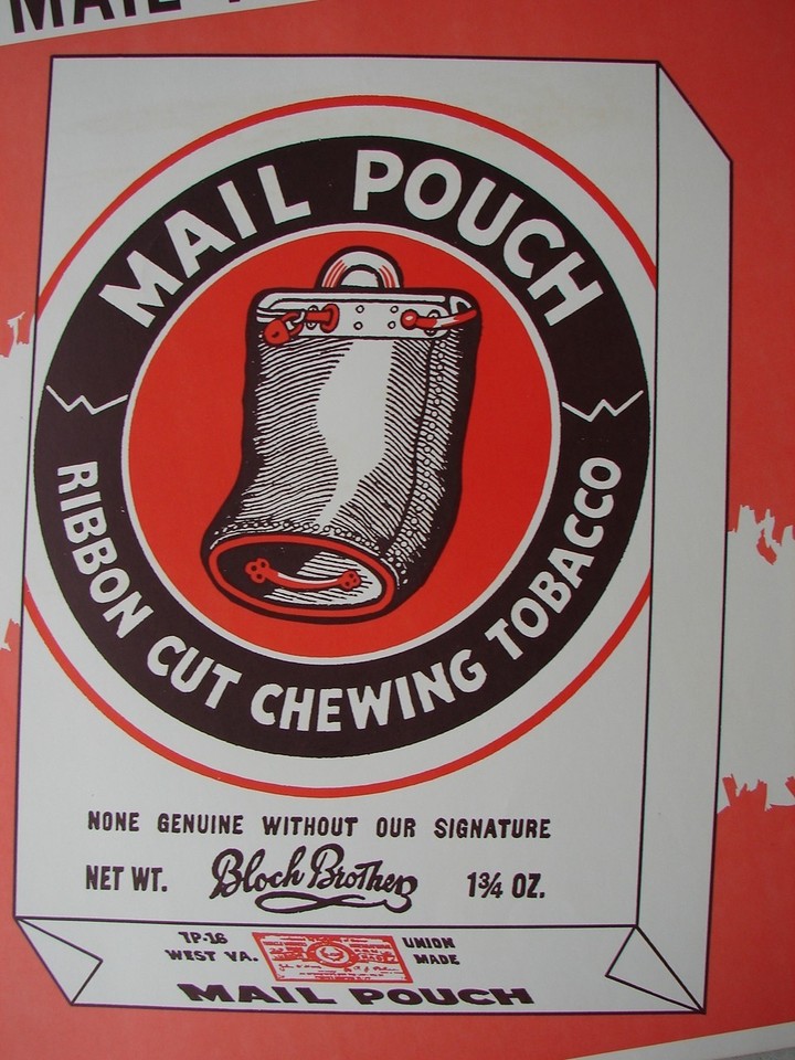 VTG 1950's Mail Pouch Ribbon Cut Tobacco Cardboard Advertising Sign 27 ...