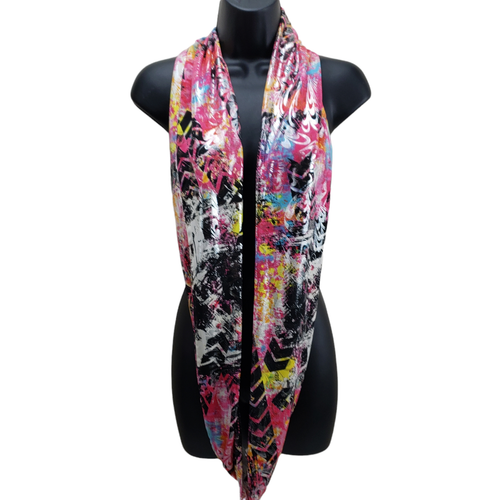 Women's Infinity Scarf Multicolor Metallic Satiny Stretch 7/64 ...