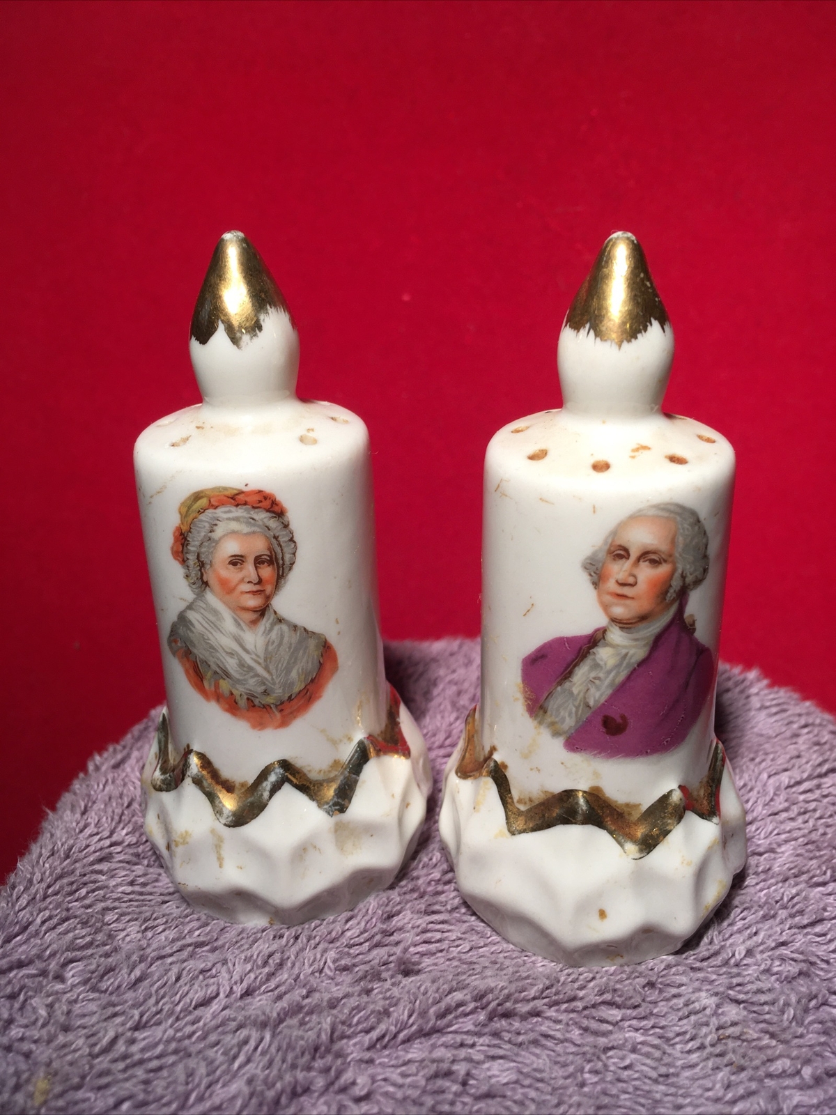 George & Martha Washington Candle Salt & Pepper Shaker Set VTG | eBay