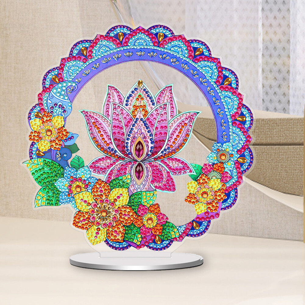 PVC Round Special Shaped Mandala Lotus Desktop 5D DIY Diamond Art Kits ...