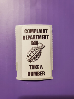 Complaint Department Grenade Stickers Thermal Water Resistant Joke Gag ...