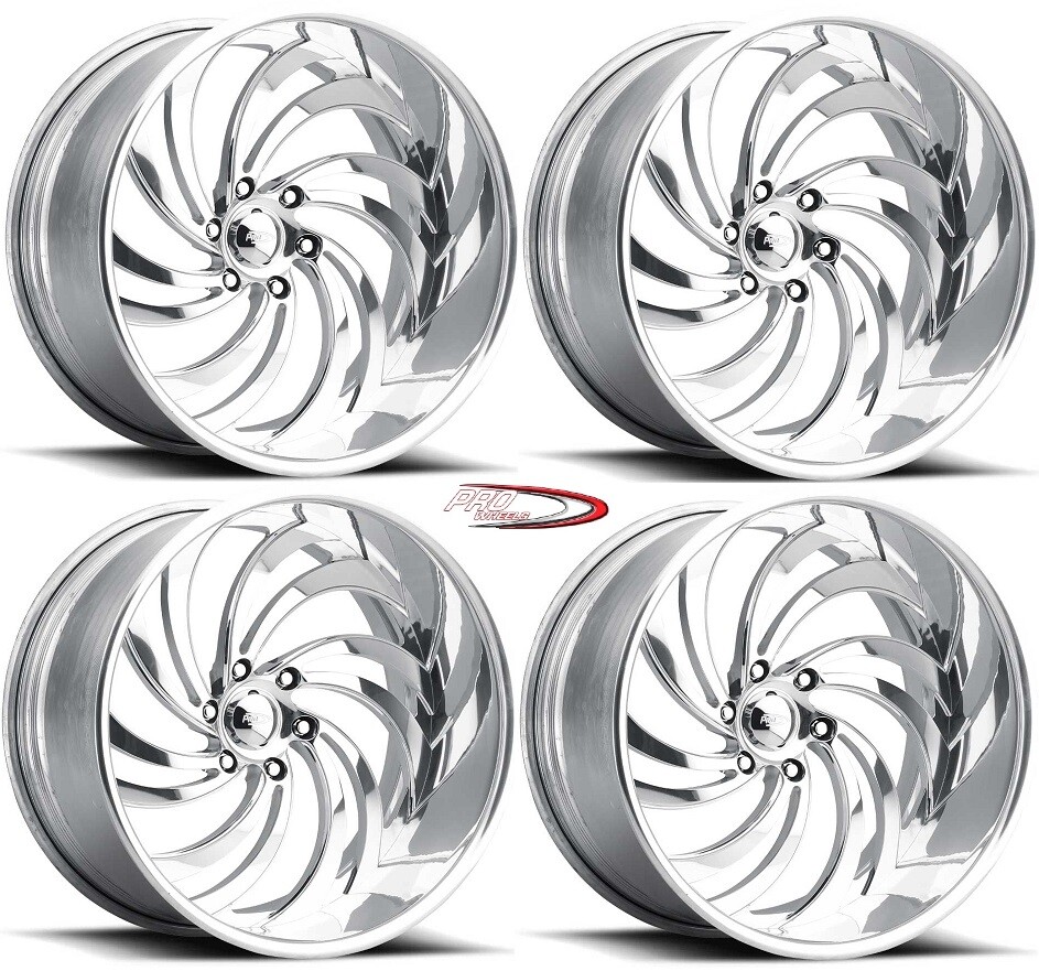 24 BILLET WHEELS RIMS TWISTED DIRECTIONAL STAGGERED 24X15 24X9 PRO LIT ...