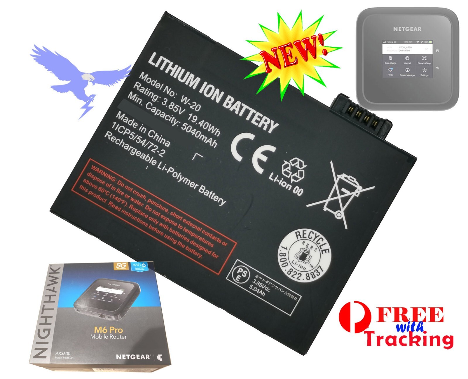 Battery for Netgear M6 Pro MR6500 5G Mobile Router Telstra Nighthawk M6 ...