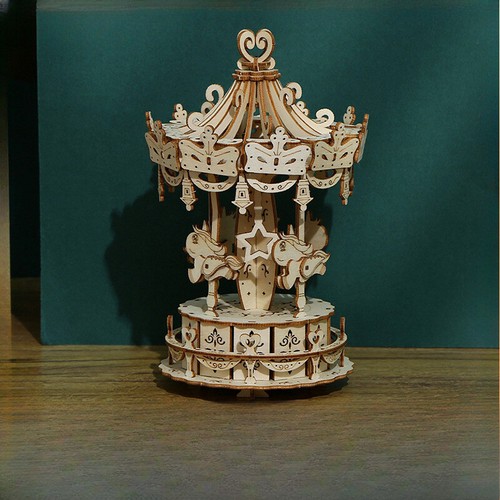 3D puzzle toys wooden diy carousel three-dimensional Birthday presents ...