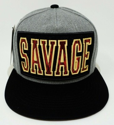 SAVAGE Snapback Cap Hat 100% Cotton Adult OSFM Gray Black NWT | eBay
