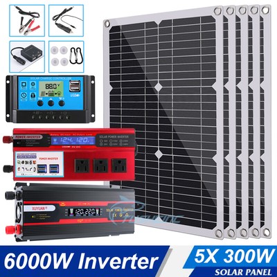 6000W Monocrystalline Solar Panel Kit & Inverter Generator for Home RV ...