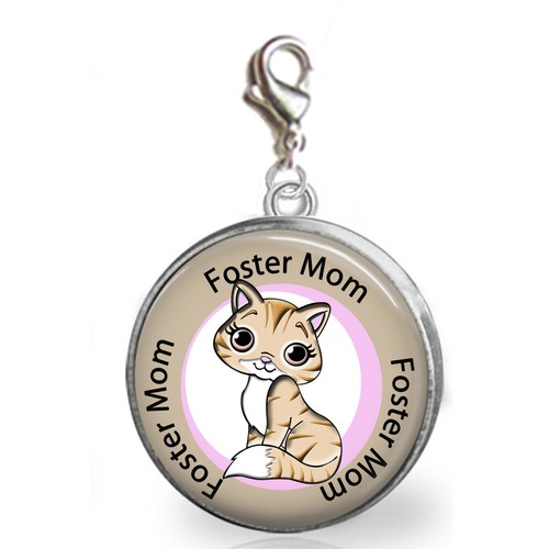 Foster Mom Cats Adoption Glass Top Clip On Bracelet Charm Purse Charm ...