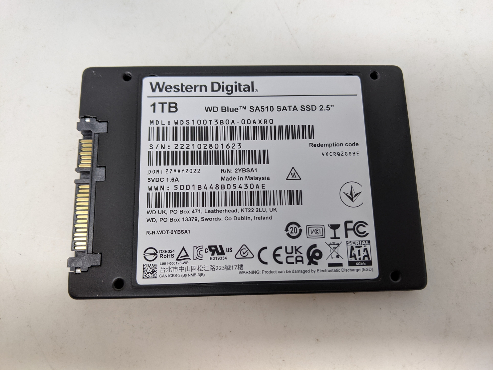 Western Digital 1TB WD Blue SA510 SATA Internal Solid State Drive SSD ...