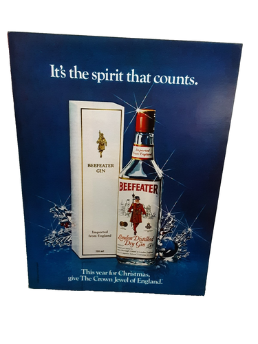 Vintage 1982 Beefeater Gin Ad Holiday Gift Box London Distilled Dry Gin ...