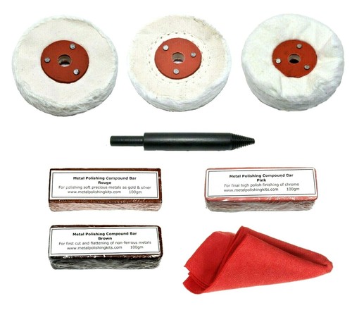 Jewellery Gold Silver Chrome Platinum Polishing Kit For Drill Use 3” x ...