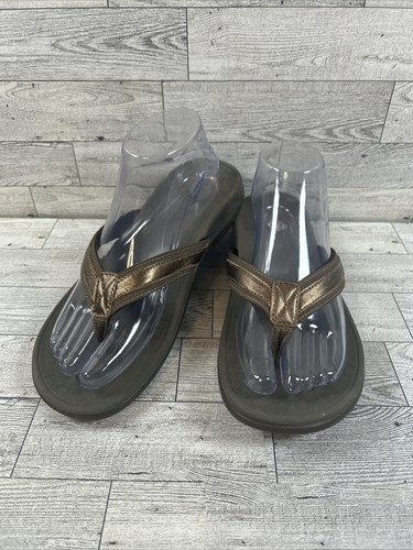 Women's Vionic Orthaheel Tide II Flip Flop Bronze Metallic/Brown Size ...