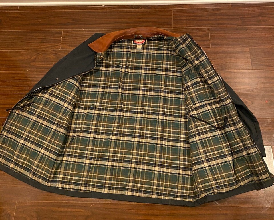 Vtg Australian Outback OILSKIN Waxed LEATHER Field Jacket Flannel Lined ...