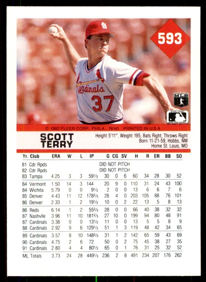 1992 Fleer Scott Terry Baseball Cards #593 | eBay